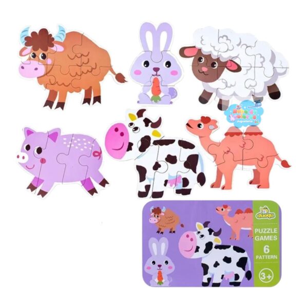 PACK 6 PUZZLES 🧩 “ ANIMALES DE LA GRANJA” – Nube de Colores